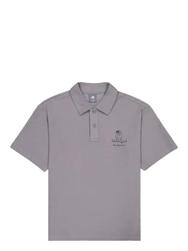 NEW BALANCE Skateboard Graphic Polo Shirt - Grey