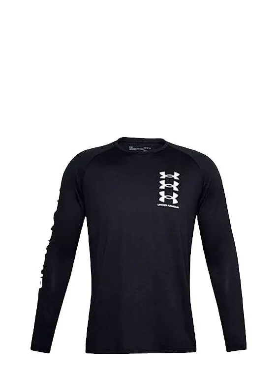 Under Armour Long Sleeve Shirt With Triple Logo Detail - Black/white