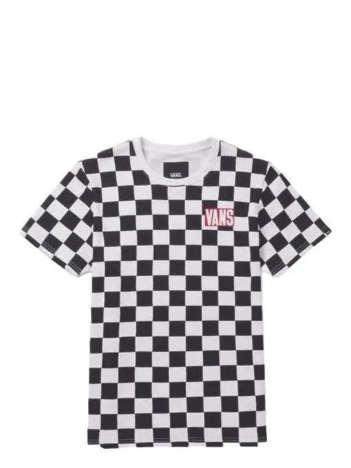 VANS Logo Grid Printing Colorblock Short Sleeve Couple Style - Black
