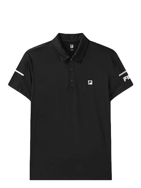 FILA Logo Pattern Loose Short Sleeve Polo - Black