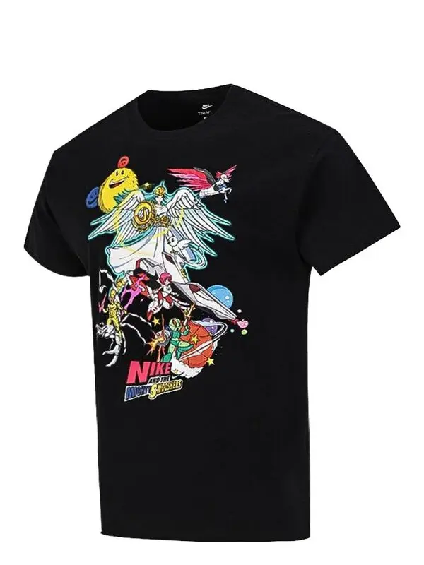 Nike Sports Running Casual Printing Round Neck Short Sleeve T-shirt - Black