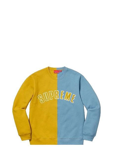 Supreme Split Crewneck Sweatshirt - Yellow/blue