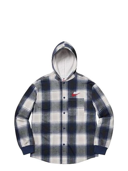 Supreme Fw18 X Nike Plaid Hooded Sweatshirt - Black