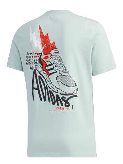 Adidas Neo Cartoon Printing Round Neck Casual Sports Short Sleeve Green - Light Green