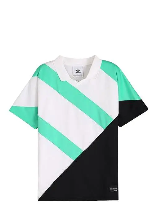 Adidas Originals Eqt Colorblock Diagonal Stripes Lapel Short Sleeve T-shirt - White