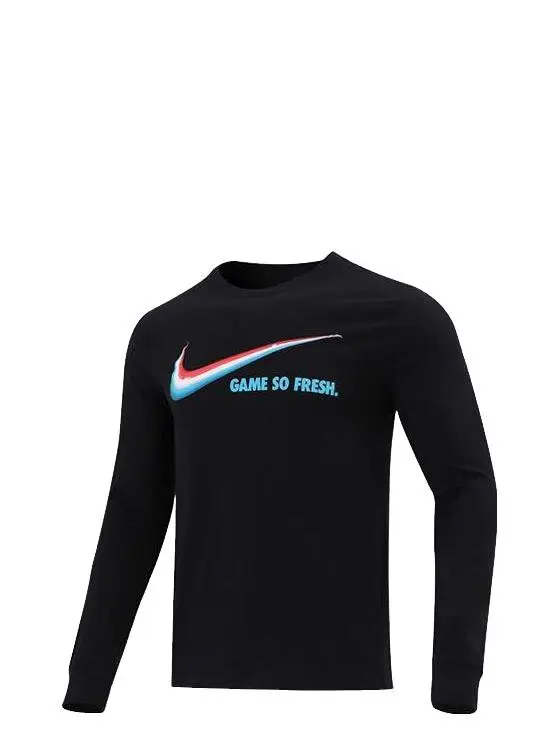Nike Long Sleeve "game So Fresh" Graphic T-shirt - Black