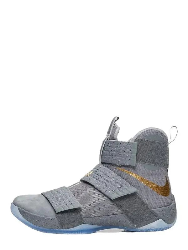 Nike Lebron Soldier 10 High Top Sneakers - Grey/gold/wolf Grey