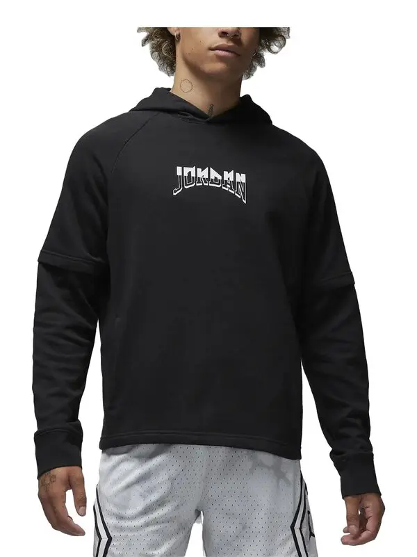 JORDAN Dri-fit Sport Graphic Fleece Pullover Hoodie - Black/multi-color