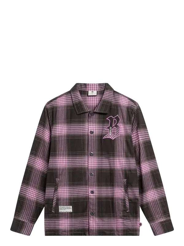 LI-NING X Mister Cartoon Badfive Graphic Plaid Shirt 'grey Pink - Grey/pink