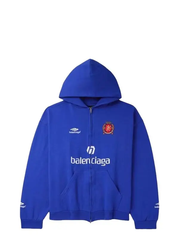Balenciaga Logo Zip-up Hoodie - Blue