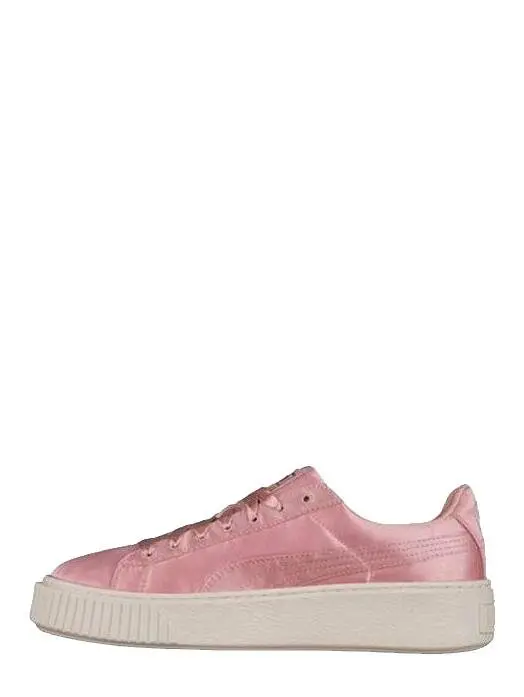 PUMA Basket Platform Satin Lace Up Sneakers - Pink