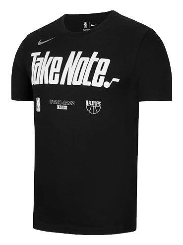 Nike Nba Utah Jazz Logo Alphabet Printing Width Loose Short Sleeve - Black