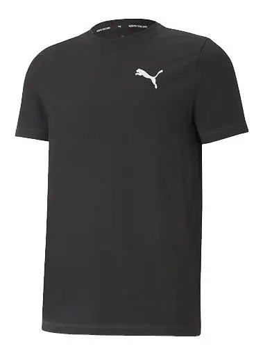 PUMA Solid Color Athleisure Casual Sports Breathable Round Neck Short Sleeve - Black