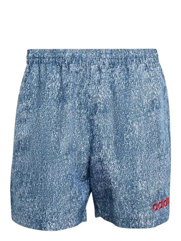 Adidas Graphic Denim Shorts - White/dark Blue