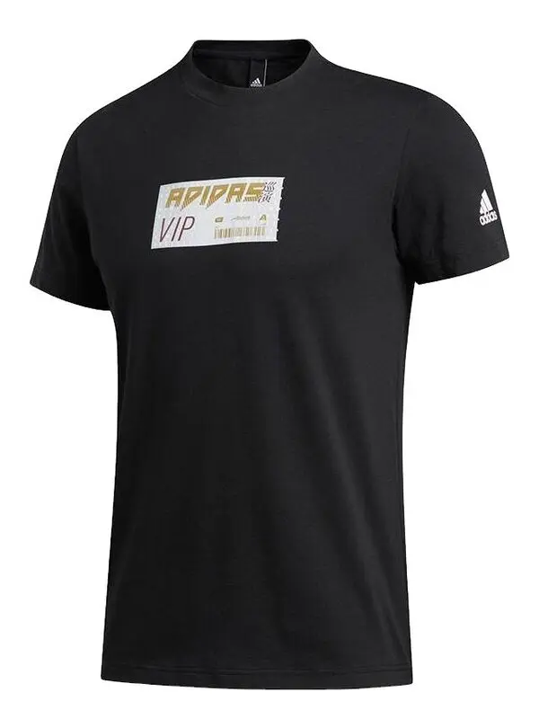 Adidas Gfx T Lng Logo Printing Sports Round Neck Short Sleeve - Black