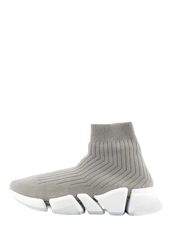 Balenciaga Speed 2.0 Rib-knit Trainers - Grey/white