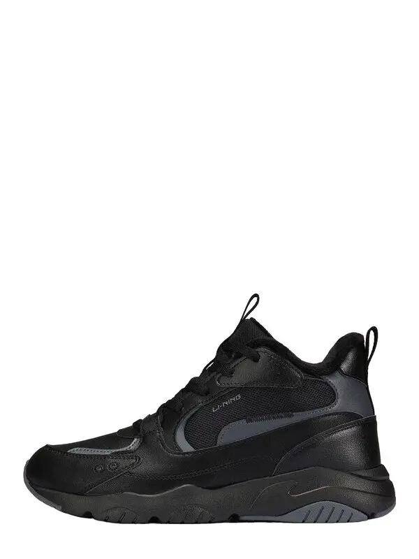 LI-NING High Top Velour Lifestyle Sneakers - Black