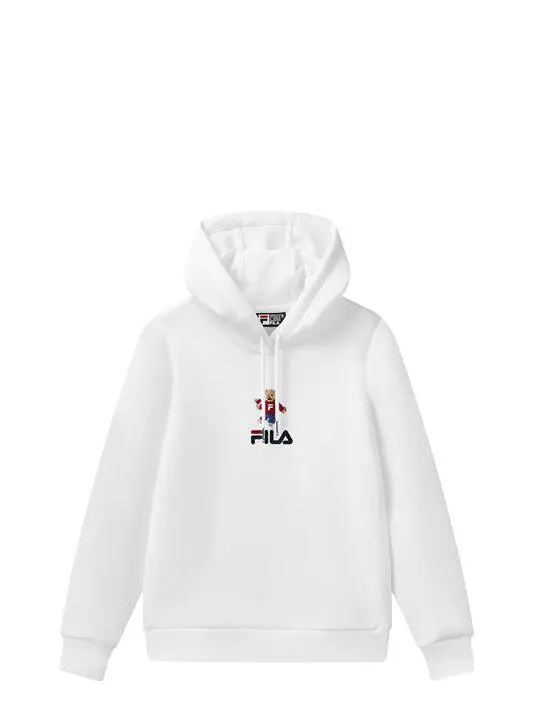FILA Sports Pullover Hoodie With Graphic Detail - White