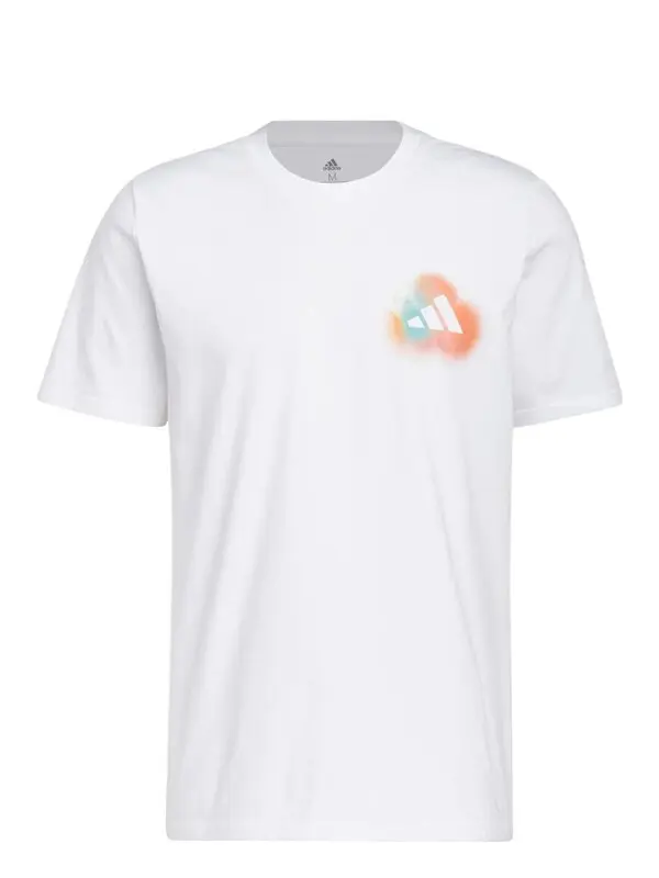 Adidas Multi-color Logo Printing Round Neck Short Sleeve White - Default Color