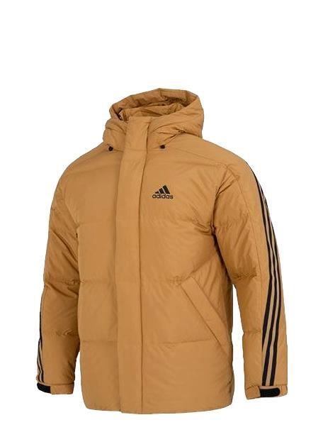 Adidas Puffy Down Jacket With Logo And Stripes - Default Color
