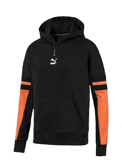 PUMA Colorblocked Half Zip Hoodie - Black/orange/white