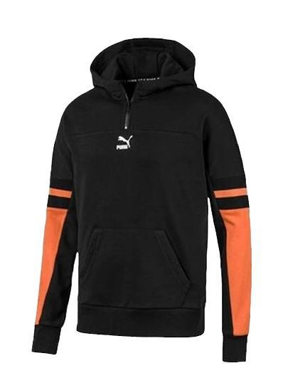 PUMA Colorblocked Half Zip Hoodie - Black/orange/white