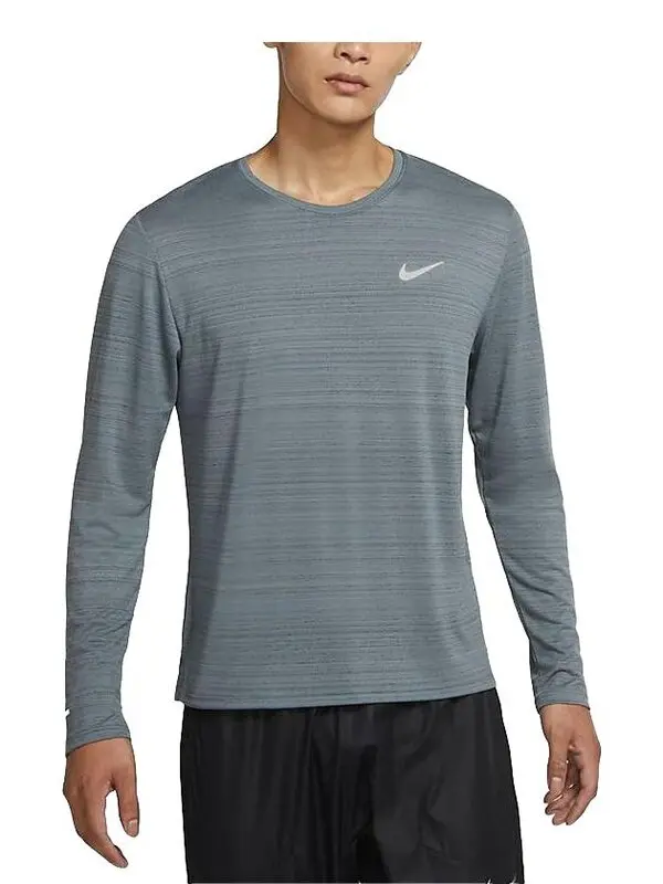 Nike Dri-fit Miler Long Sleeve Running Top - Gray