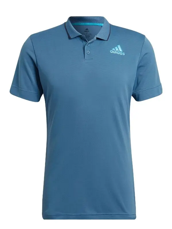 Adidas Gameset Logo Printing Solid Color Tennis Sports Short Sleeve Blue Polo Shirt - Multi-color