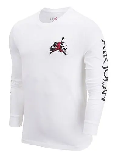 JORDAN Logo Printing Round Neck Long Sleeves White T-shirt - Default Color