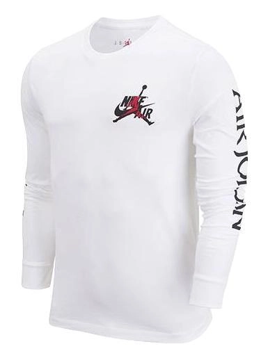 JORDAN Logo Printing Round Neck Long Sleeves White T-shirt - Default Color