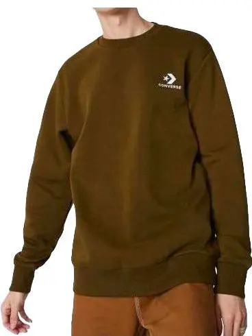 CONVERSE Star Chevron Embroidered Crewneck Sweatshirt - Olive Green