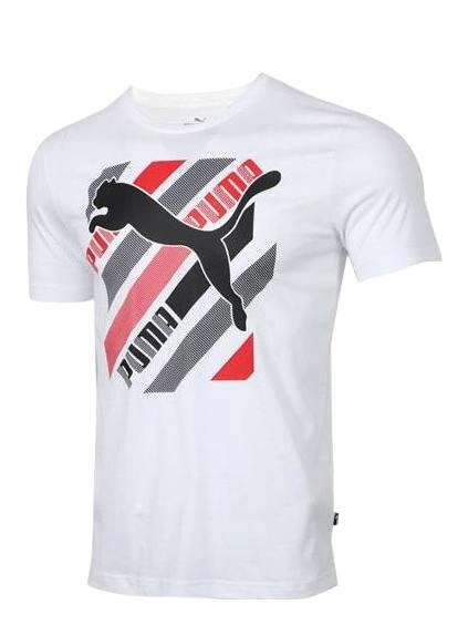 PUMA Logo Printing Sports Pullover Round Neck Short Sleeve - White