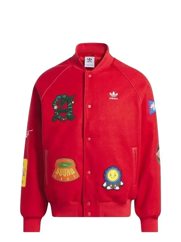 Adidas Originals Collegiate Badge Letterman Jacket - Red/yellow