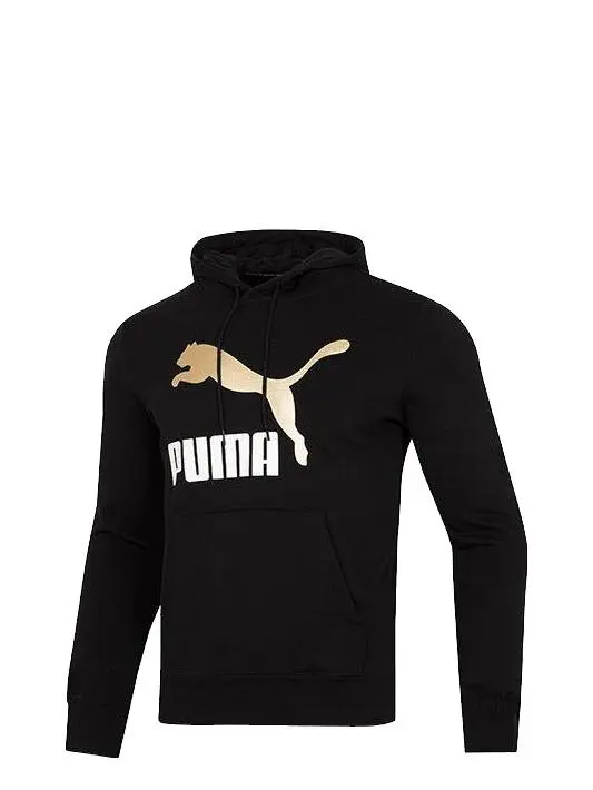 PUMA Classics Metallic Logo Hooded Sweatshirt - Black