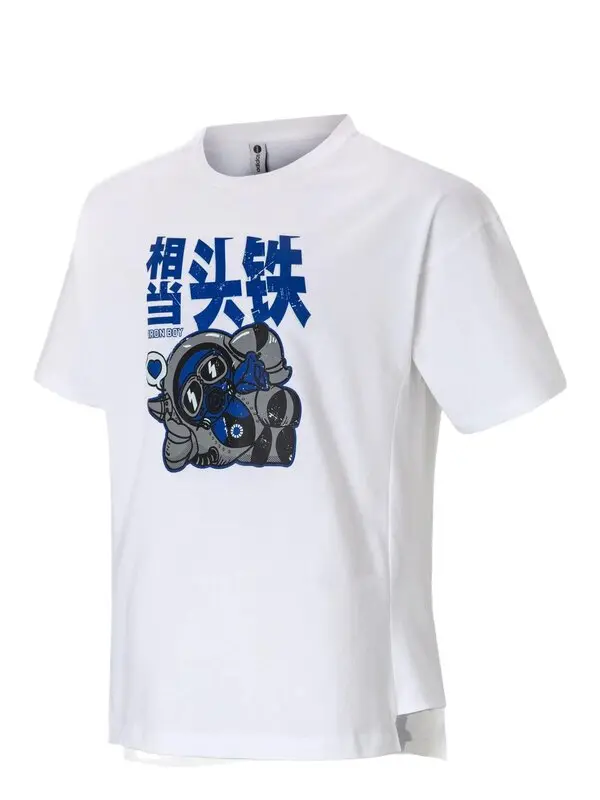 Adidas Neo Cartoon Astronaut Pattern Printing Round Neck Sports Short Sleeve White T-shirt - Default Color