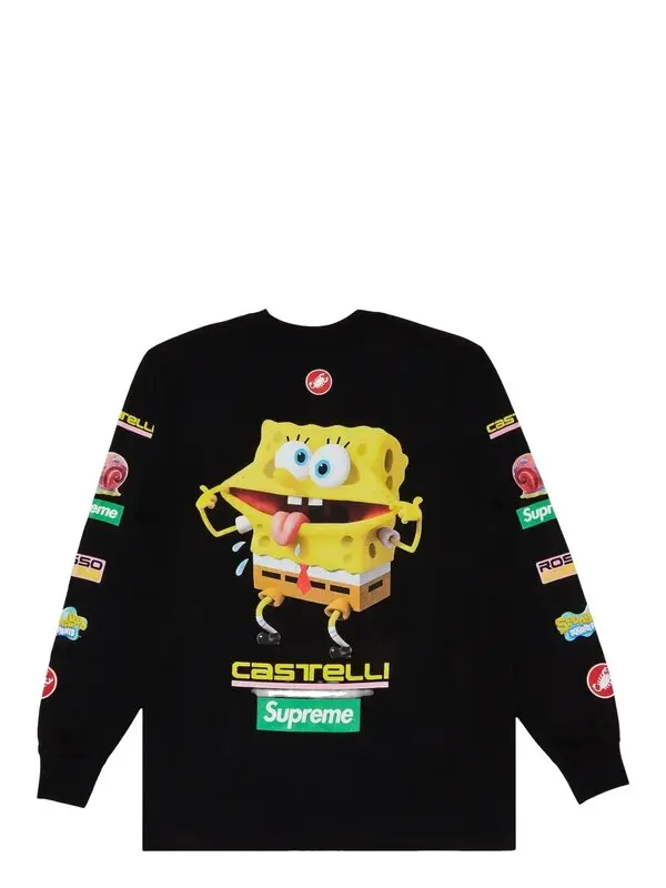 Supreme X Spongebob Squarepants X Castelli Racing Long-sleeve T-shirt - Black