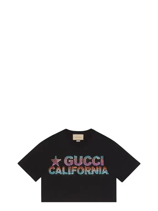 Gucci Jersey T-shirt With Sequin Embellishment - Black
