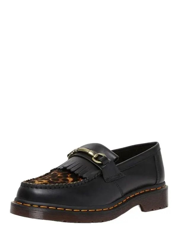 Dr. Martens Adrian Snaffle Loafers With Leopard Print Hair-on Detail - Black/leopard