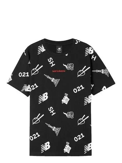 NEW BALANCE Printed Short Sleeve T-shirt - Black
