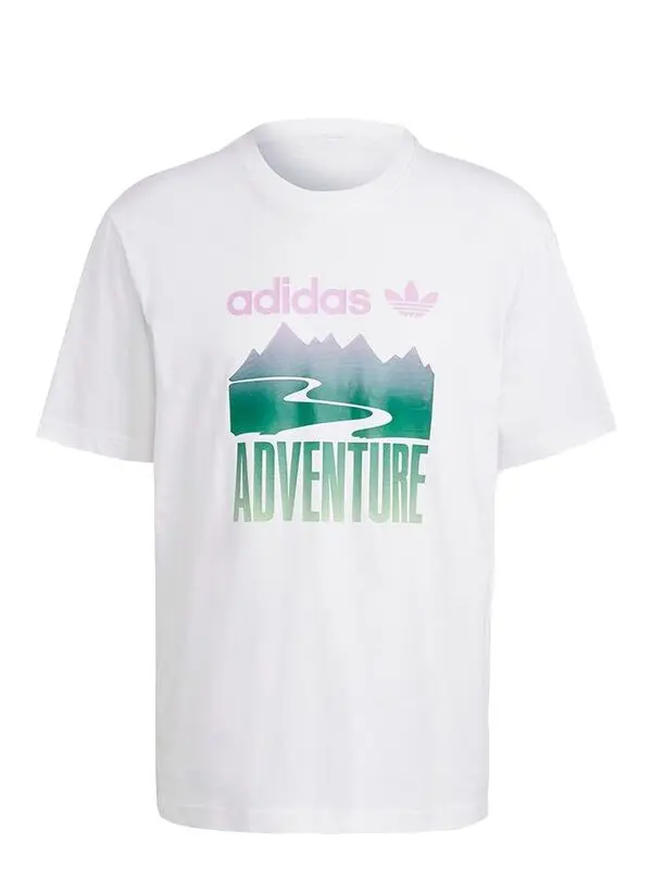 Adidas Originals Adv Mount Tee Retro Pattern Sports Short Sleeve - White