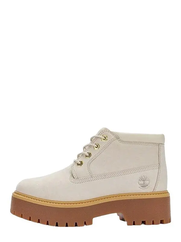 Timberland Stone Street Mid Lace Up Waterproof Boots - White/brown
