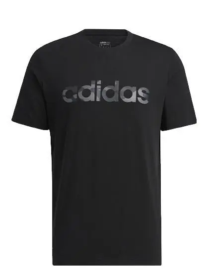 Adidas Neo Camouflage Logo Printing Sports Round Neck Short Sleeve Black - Default Color