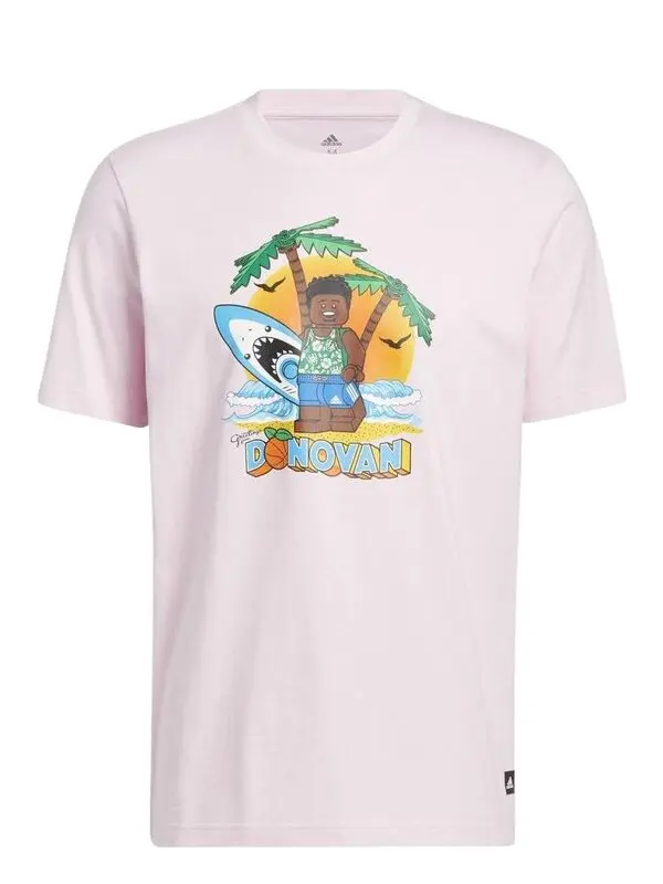 Adidas Logo Cartoon Character Printing Ribbed Round Neck Basketball Training Short Sleeve Pink T-shirt - Default Color