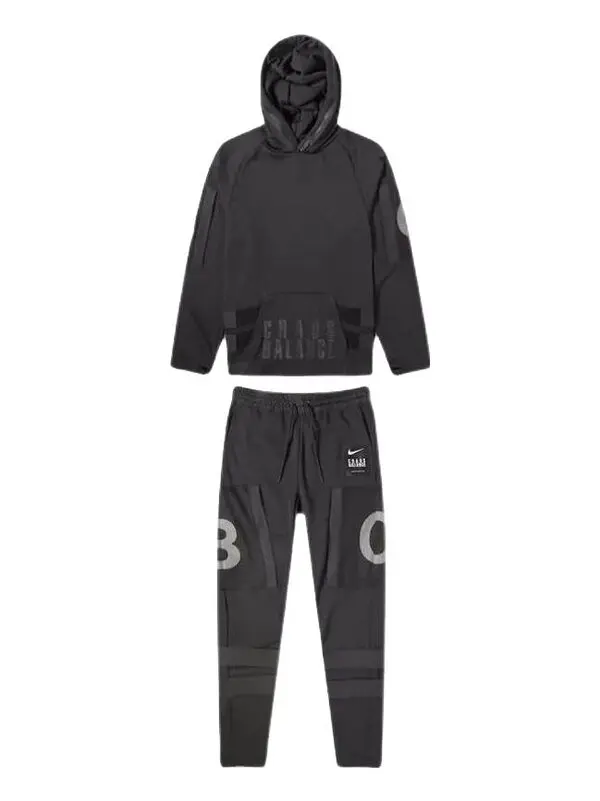 Nike X Undercover Crossover Solid Color Alphabet Printing Sports Hoodie Pants Suit Autumn - Black