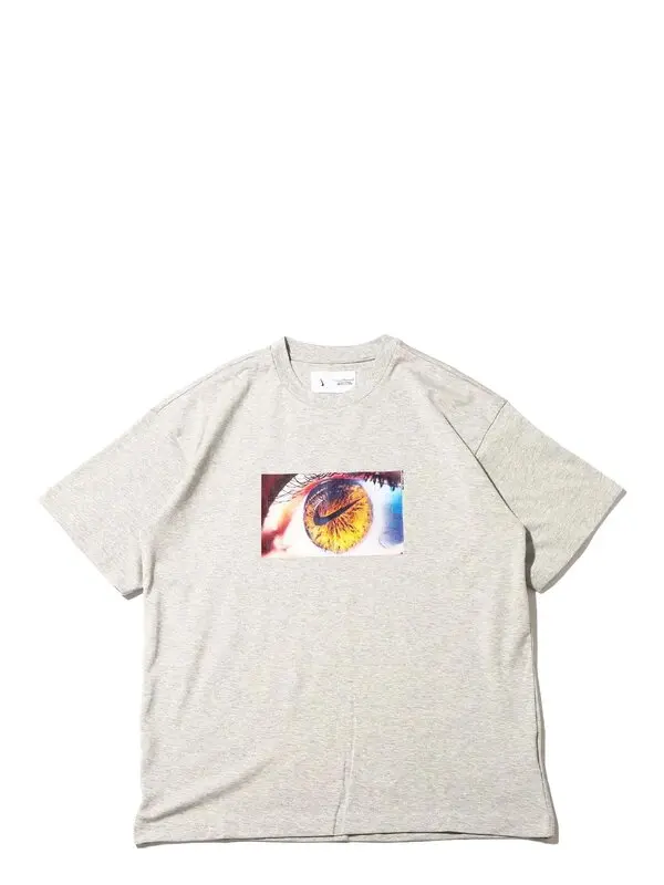 Nike Eye Pattern Logo Printing Round Neck Casual Short Sleeve Gray T-shirt - Default Color