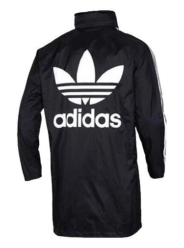 Adidas Originals Hooded Printed Long Windbreaker - Black