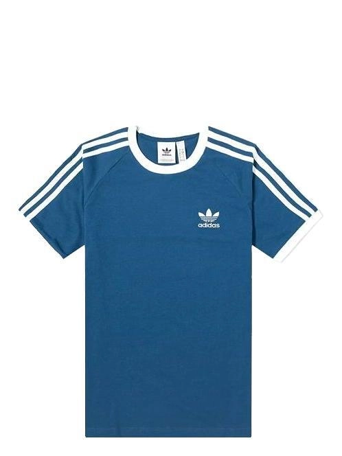 Adidas Originals 3-stripes Tee Casual Round Neck Loose Logo Stripe Short Sleeve Ocean - Blue