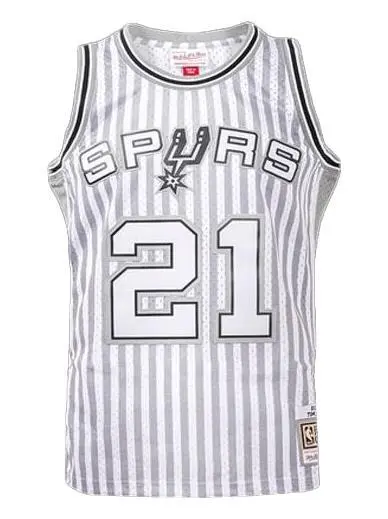 Mitchell & Ness Nba San Antonio Spurs Striped Swingman Jersey - White/black