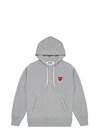Play Comme Des Garcon Heart Logo Pullover Hoodie - Grey