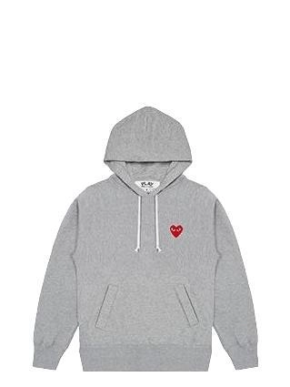 Play Comme Des Garcon Heart Logo Pullover Hoodie - Grey